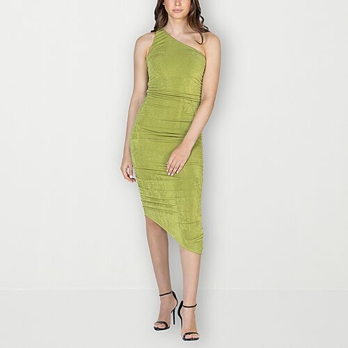 Click here for Womens 24/7 Comfort Apparel One Shoulder Ruched Bo... prices