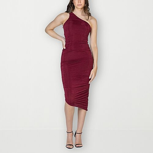Click here for Womens 24/7 Comfort Apparel One Shoulder Ruched Bo... prices