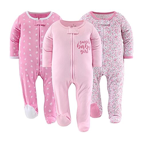 Click here for The Peanutshell Floral Love Footed Baby Sleepers f... prices