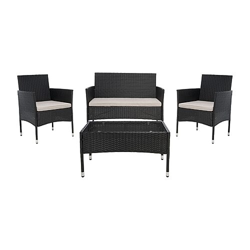 Click here for Abdul 4PC Outdoor Living Set - Black/light grey prices