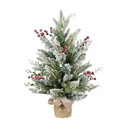 Northlight 24 Flocked Balsam Pine Artificial Mini In Burlap Base 2 Foot Flocked Pine Christmas Tree  One Size  Green