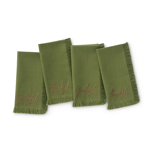 Click here for Elrene Fringed Harvest Sentiment Cotton Napkins  S... prices