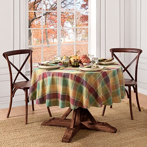 Click here for Elrene Autumn Acres Plaid Oval Tablecloth  60 x 84... prices