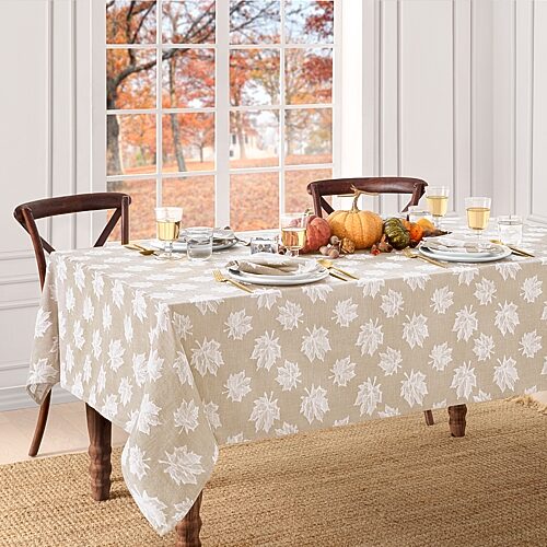Click here for Elrene Falling Leaves Jacquard Cotton Tablecloth... prices