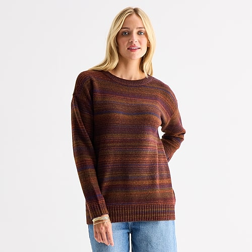 Click here for A.N.A Womens Crew Neck Long Sleeve Striped Pullove... prices