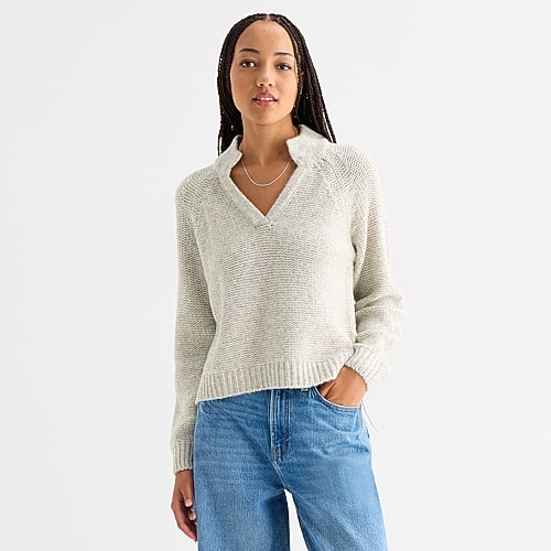 Click here for a.n.a Womens Split Crew Neck Long Sleeve Striped P... prices