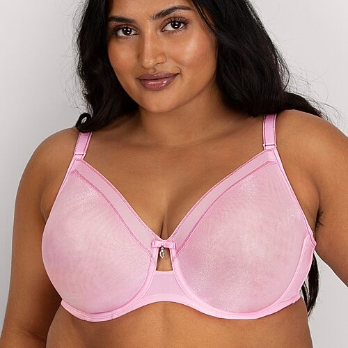 Curvy Couture Shimmer Unlined Underwire Bra- 1374  H  Pink