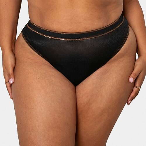 Click here for Curvy Couture Shimmer Mesh High Cut Thong- 1603  M... prices