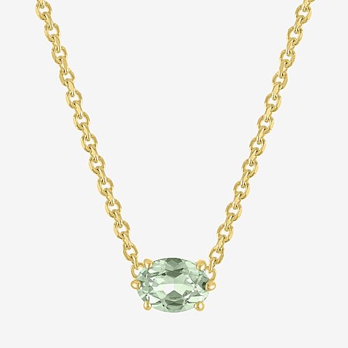 Click here for Gemstone 14K Gold Over Silver Oval 17.5 Inch Penda... prices