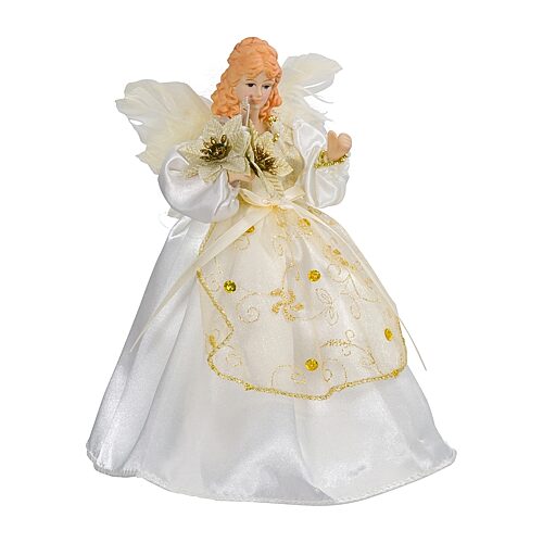 Click here for Kurt Adler 10-Light 9-Inch Ivory And Gold Angel Tr... prices