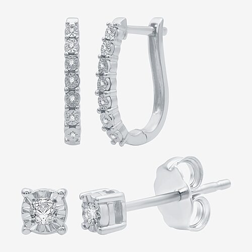 Click here for YES  PLEASE! 1/10 CT.T.W. Natural Diamond Hoop and... prices