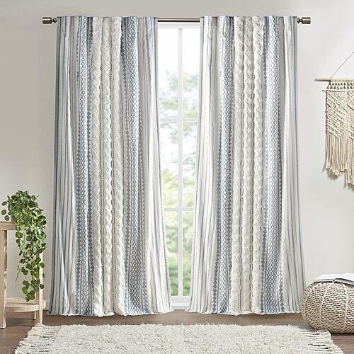 Click here for INK+IVY Imani Cotton Printed Tufted Rod Pocket Lig... prices