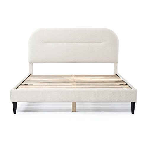 Click here for Lumi Upholstered Panel Queen Bed  One Size  White prices