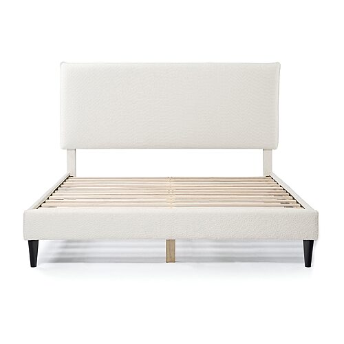 Click here for Lumi Boucle Fabric Queen Bed  One Size  White prices