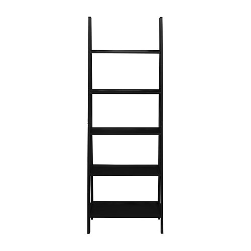 Click here for Almasy 5-Shelf Leaning Bookshelf  One Size  Black prices