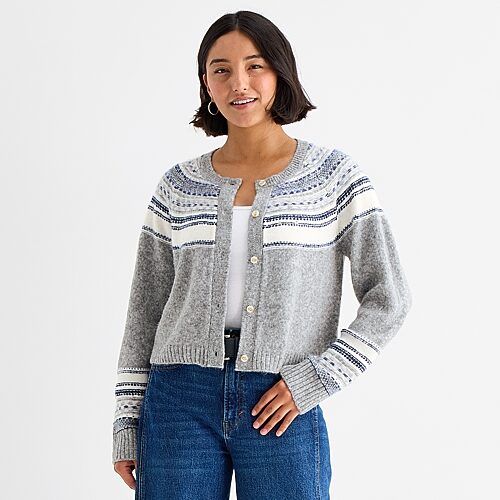 Click here for a.n.a Womens Crew Neck Long Sleeve Button Geometri... prices
