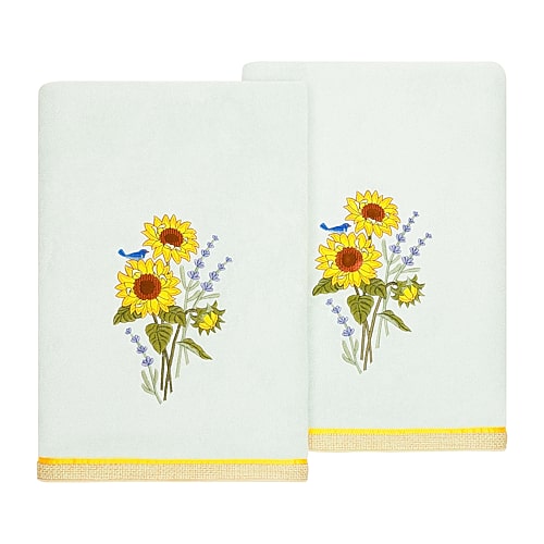 Click here for Linum Home Turkish Cotton Girasol Embellished 2-Pc... prices