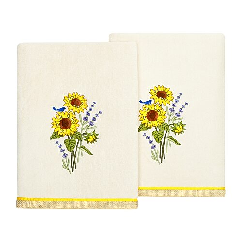 Click here for Linum Home Turkish Cotton Girasol Embellished 2-Pc... prices