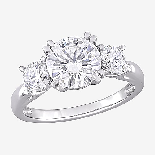 Click here for Womens Lab Created White Moissanite 10K Gold 3-Sto... prices