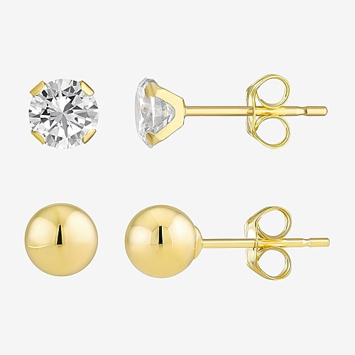 Click here for 10K Yellow Gold Ball & Cubic Zirconia Stud Earring... prices