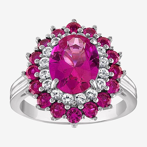 Click here for Womens Lab Created Pink Sapphire Sterling Silver O... prices