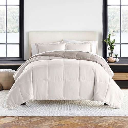ienjoy Home All Season Lightweight Down Alternative Reversible 3-Pc. Comforter Set  King/California King - Natural  Latte
