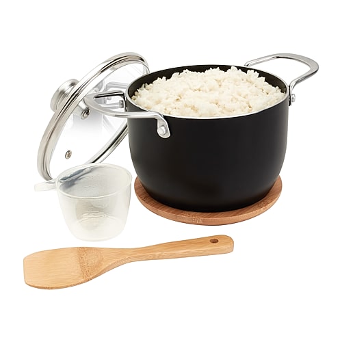 Infuse Asian Aluminium 5 Piece Rice Cooker Set - Black