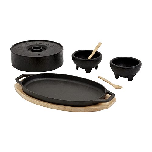 Infuse Latin Cast Iron 8 Piece Fajita Set - Black
