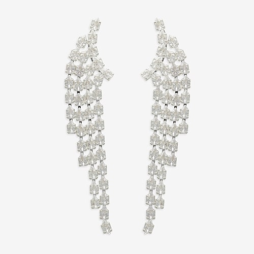 Click here for Bijoux Bar Silver Tone Womens Cubic Zirconia Drop... prices