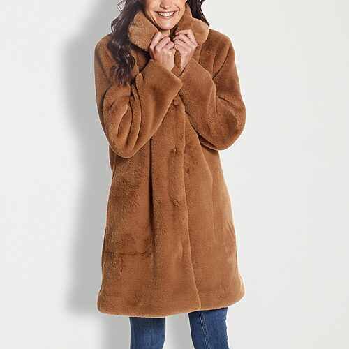 Click here for Gallery Womens Faux Fur Midweight Coat  Large  Bro... prices