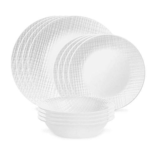 Click here for Corelle Linen Weave 12-pc. Glass Dinnerware Set  O... prices