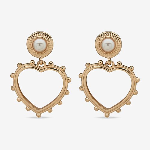 Click here for a.n.a Gold Tone Womens Pink Simulated Pearl Heart... prices