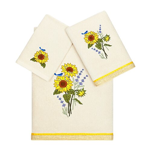 Click here for Linum Home Turkish Cotton Girasol Embellished 3-Pc... prices