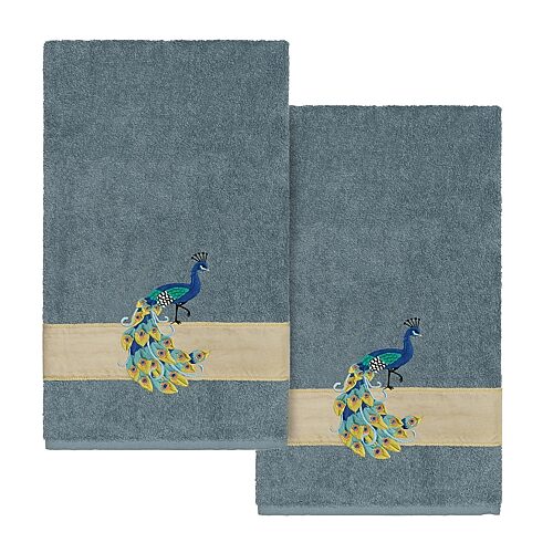 Linum Home Turkish Cotton Penelope Embellished 2-Pc. Bath Towel Set - Teal