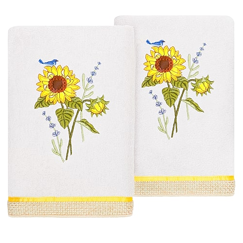 Click here for Linum Home Turkish Cotton Girasol Embellished 2-Pc... prices