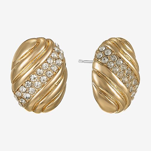 Click here for Monet Jewelry Gold Tone Pave Glass 19mm Oval Stud... prices
