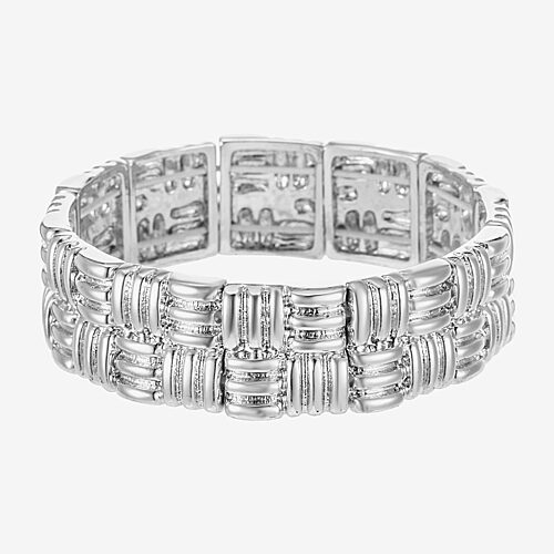 Liz Claiborne Etched Textured Womens Square Stretch Bracelet  One Size  Silver