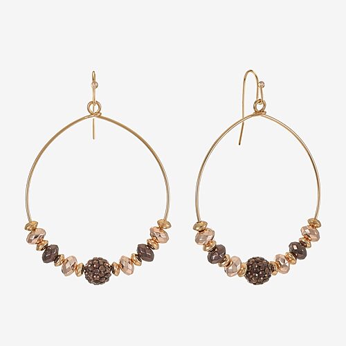 Click here for Liz Claiborne Tri Tone Beaded Womens 53mm Hoop Ear... prices