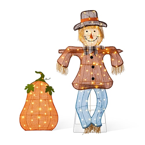Click here for Glitzhome Lighted Fall 2.5d Scarecrow & Pumpkin Ou... prices