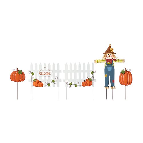 Click here for Glitzhome 31H Fall Metal Scarecrow  Pumpkin & Fenc... prices