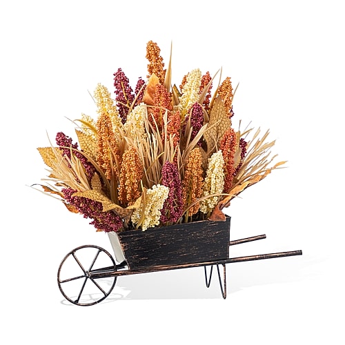Click here for Glitzhome 15H Fall Multi-Colored Sorghum Cart Cent... prices