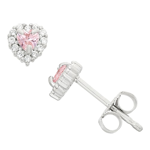 Click here for Pink Cubic Zirconia Sterling Silver 5.4mm Heart St... prices