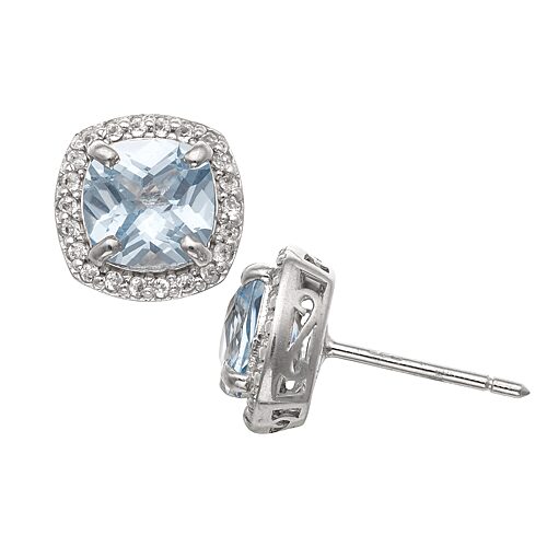 Click here for Lab Created Blue Aquamarine Sterling Silver 10mm C... prices