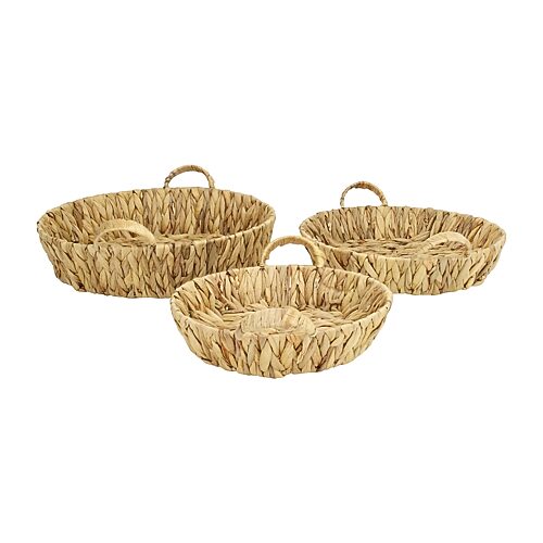 Click here for Water Hyacinth Woven Round Basket Trays - Set of 3... prices