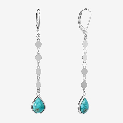 Click here for Womens Enhanced Blue Turquoise Sterling Silver Dro... prices