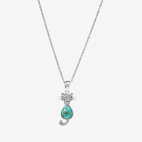 Click here for Womens Enhanced Blue Turquoise Sterling Silver 18... prices