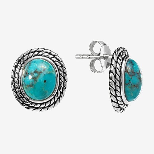 Click here for Enhanced Blue Turquoise Sterling Silver 14.2mm Stu... prices