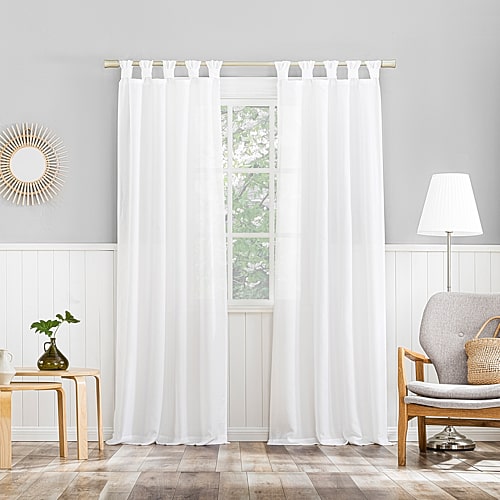Click here for Hathaway Twist Tab Semi-Sheer Tab Top Curtain Pane... prices