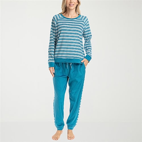 Click here for Muk Luks Likely to Lounge Pj Set - Teal Stripe prices