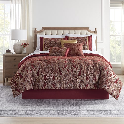 Broadhaven Lancaster Chenille 7-pc. Midweight Embellished Comforter Set  One Size  Red